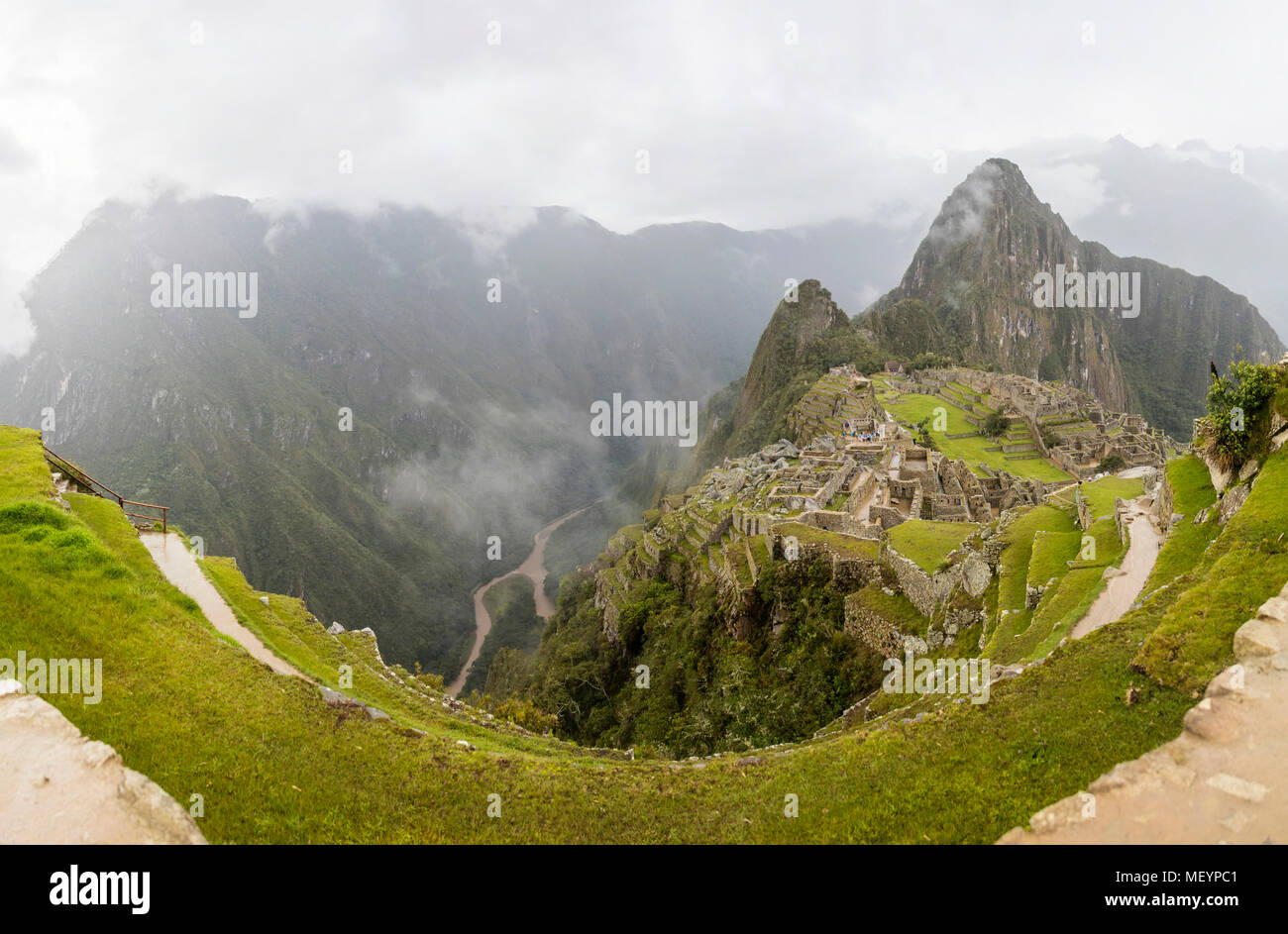 Aerial view at Machu Picchu ruins in Peru Stock Photo - Alamy