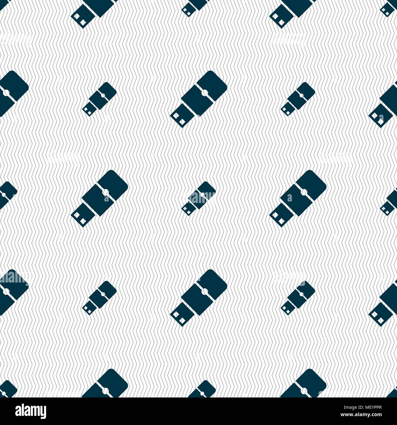 USB flash icon sign. Seamless pattern with geometric texture. Vector ...