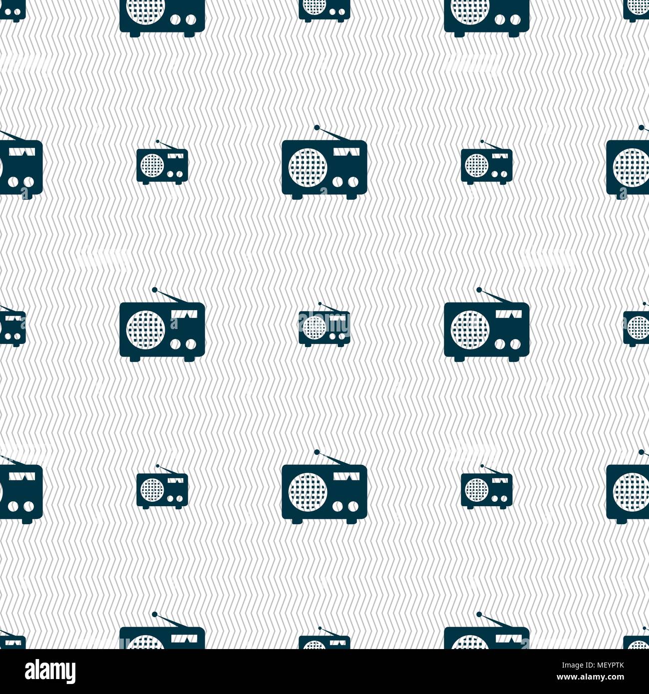 Retro radio icon sign. Seamless pattern with geometric texture. Vector ...
