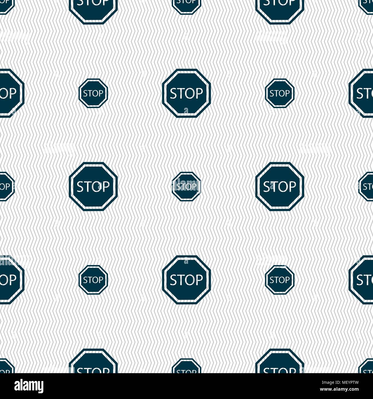 Stop icon sign. Seamless pattern with geometric texture. Vector ...