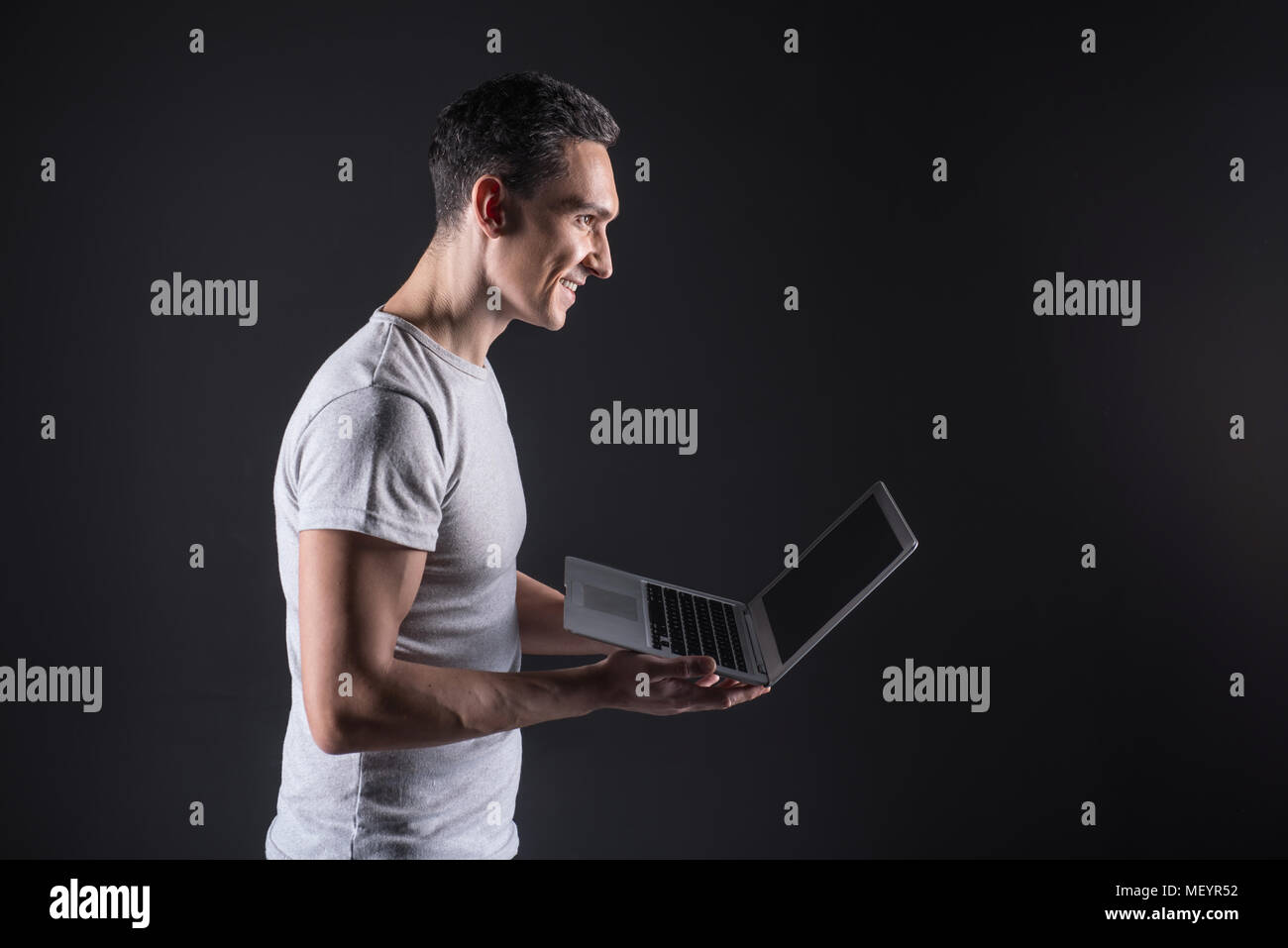 Man futuristic science smile hi-res stock photography and images - Alamy