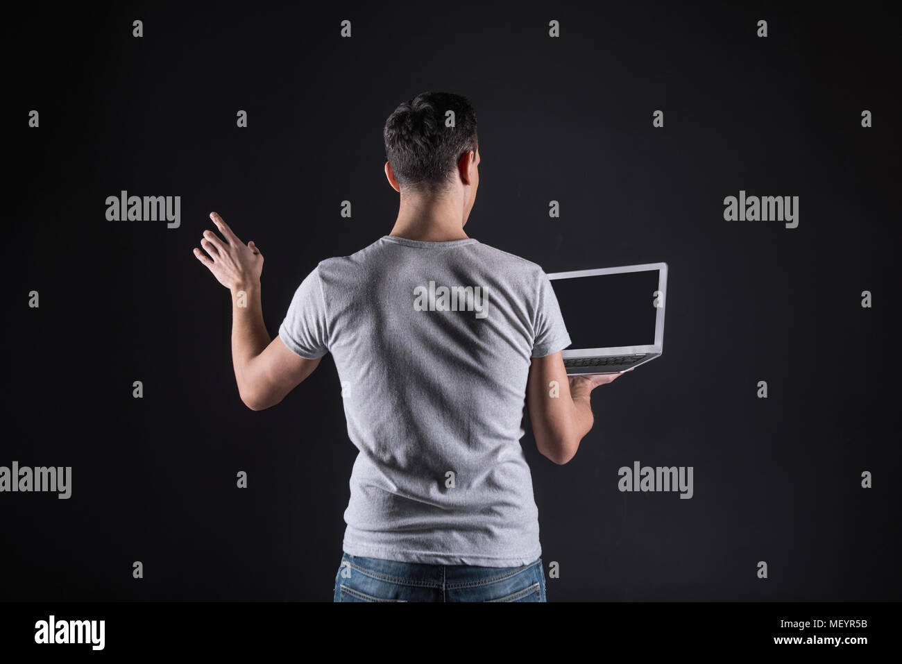 Rear man computer screen hi-res stock photography and images - Alamy