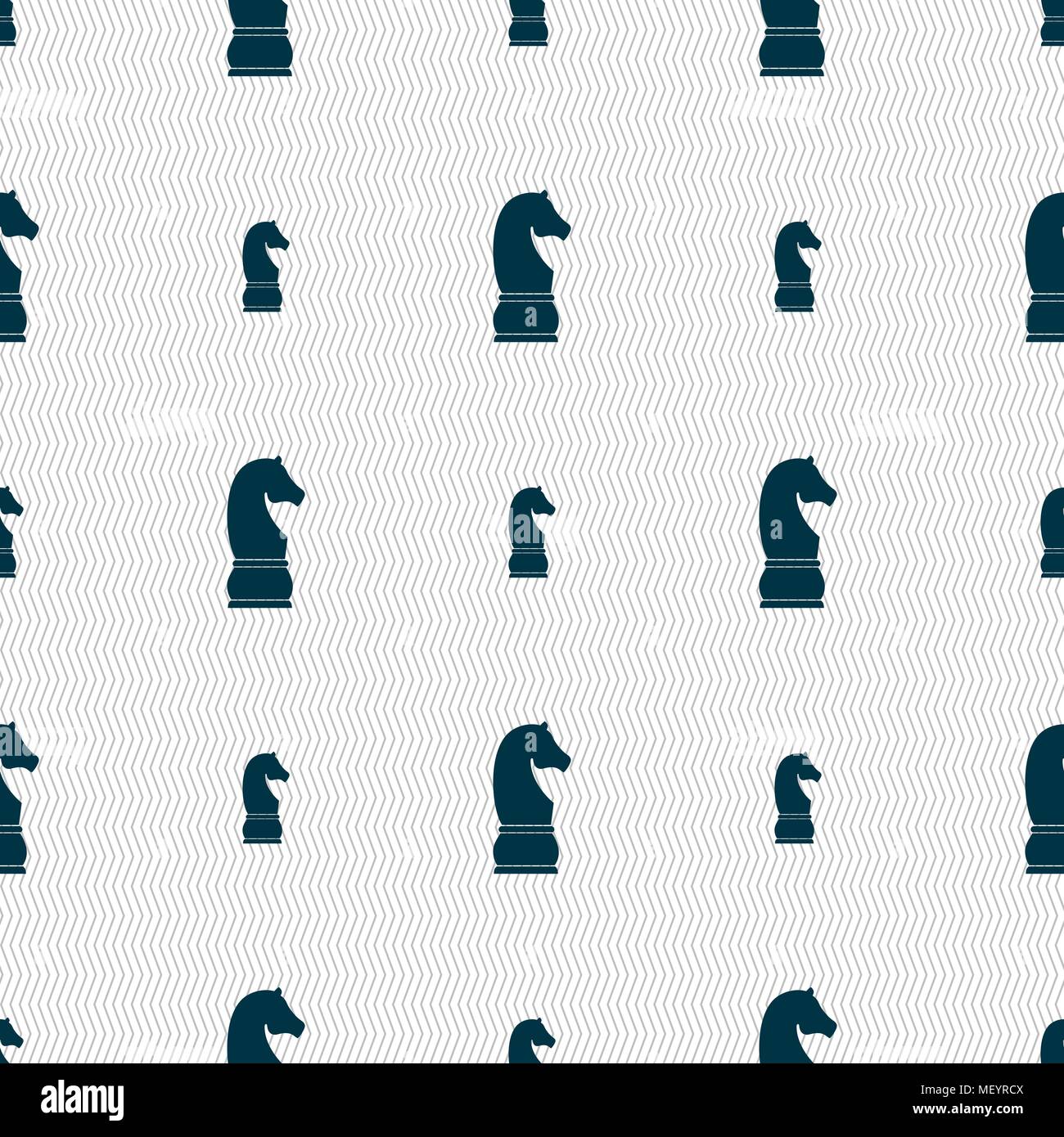 Chess knight icon. sign. Seamless pattern with geometric texture ...