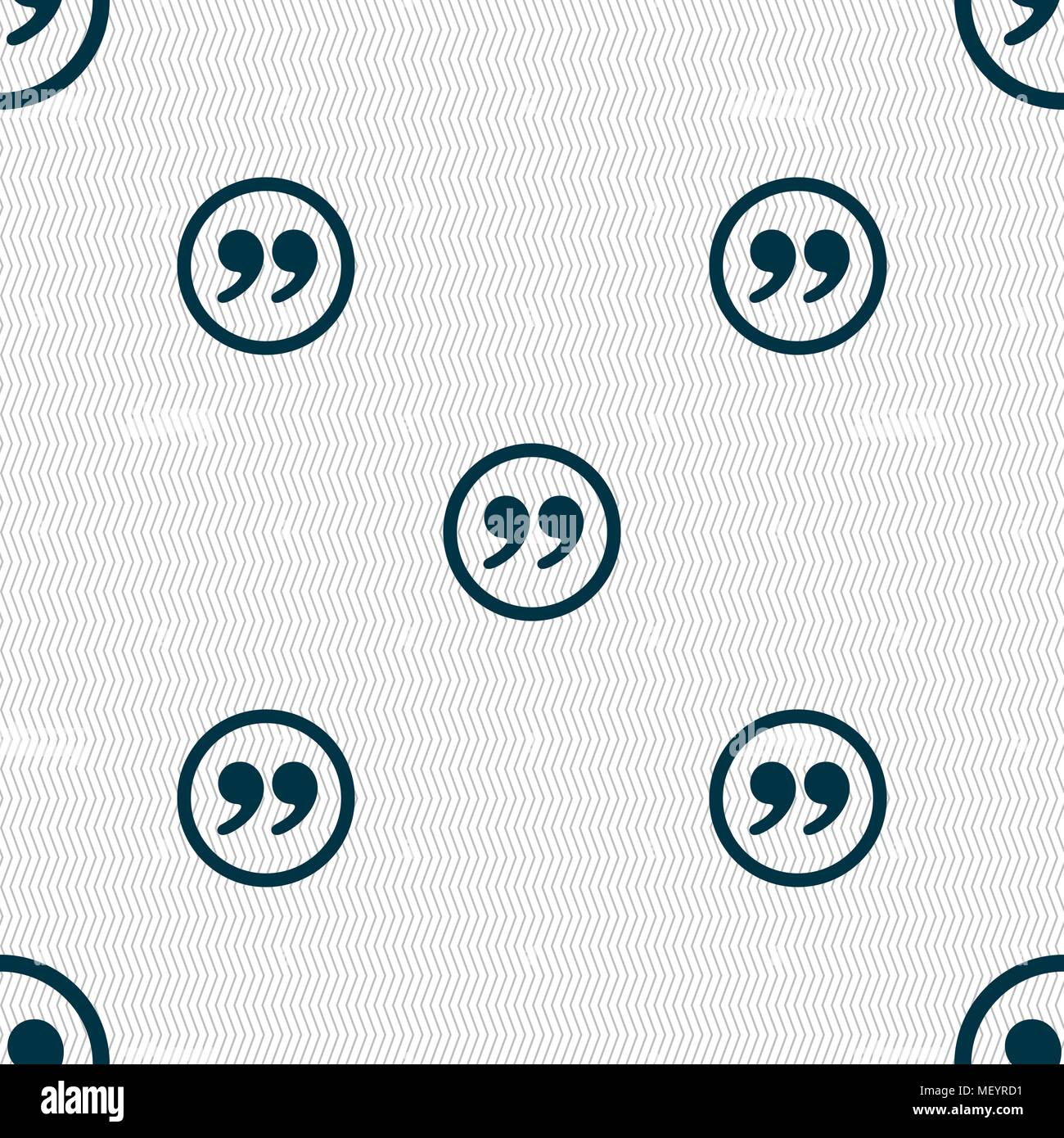 Double quotes icon sign. Seamless pattern with geometric texture ...
