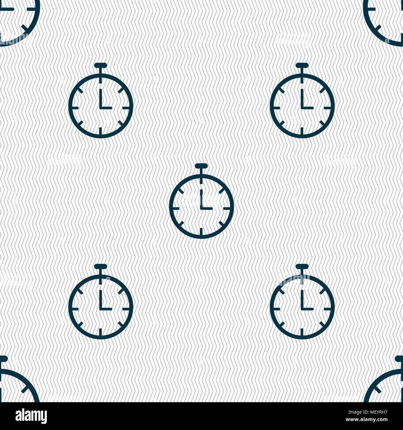 Stopwatch icon sign. Seamless pattern with geometric texture. Vector ...