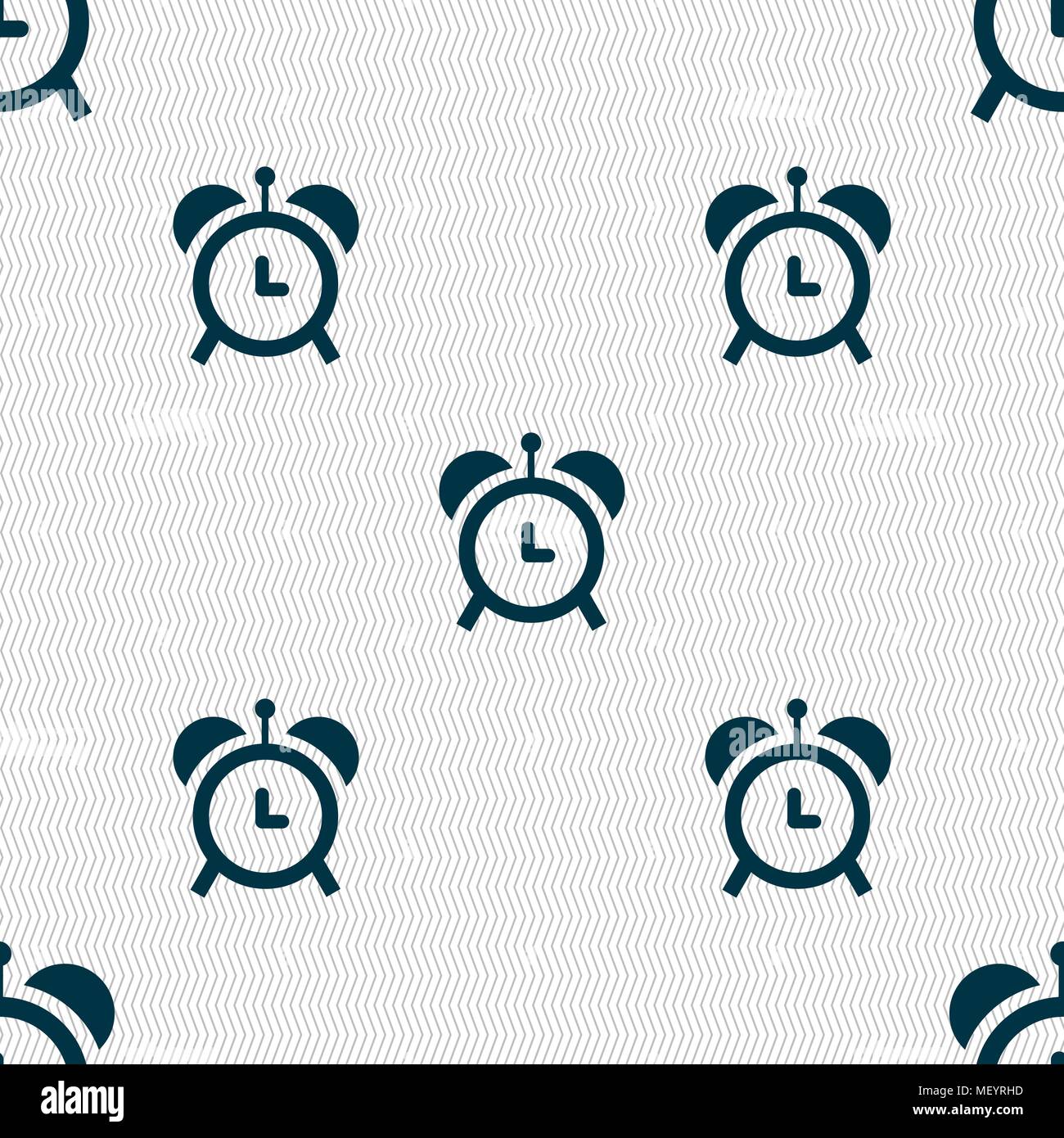 alarm clock icon sign. Seamless pattern with geometric texture. Vector ...