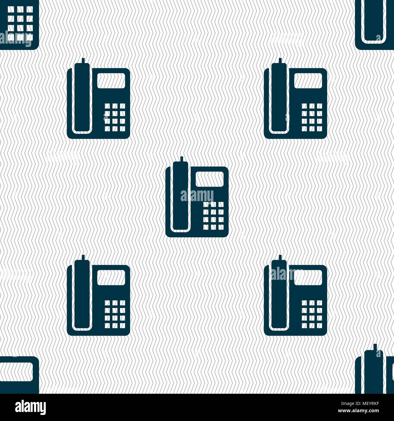 home phone icon sign. Seamless pattern with geometric texture. Vector ...