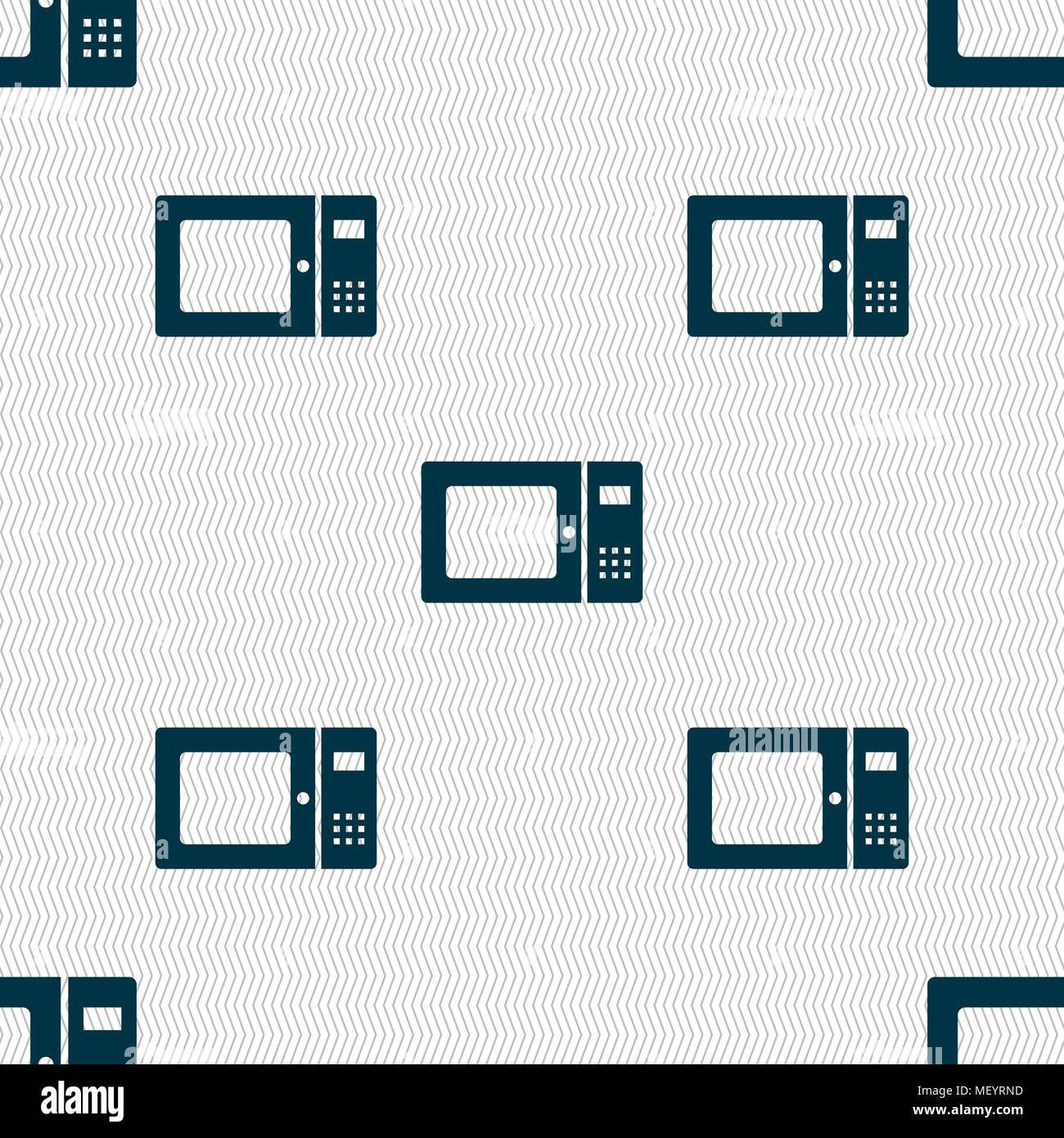 microwave icon sign. Seamless pattern with geometric texture. Vector ...
