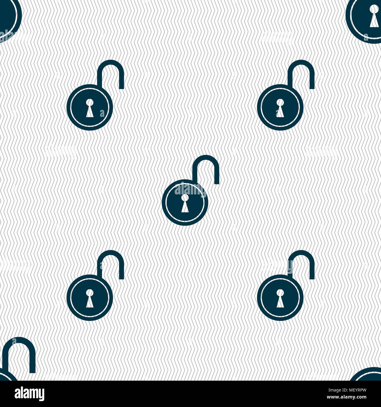 open lock icon sign. Seamless pattern with geometric texture. Vector ...
