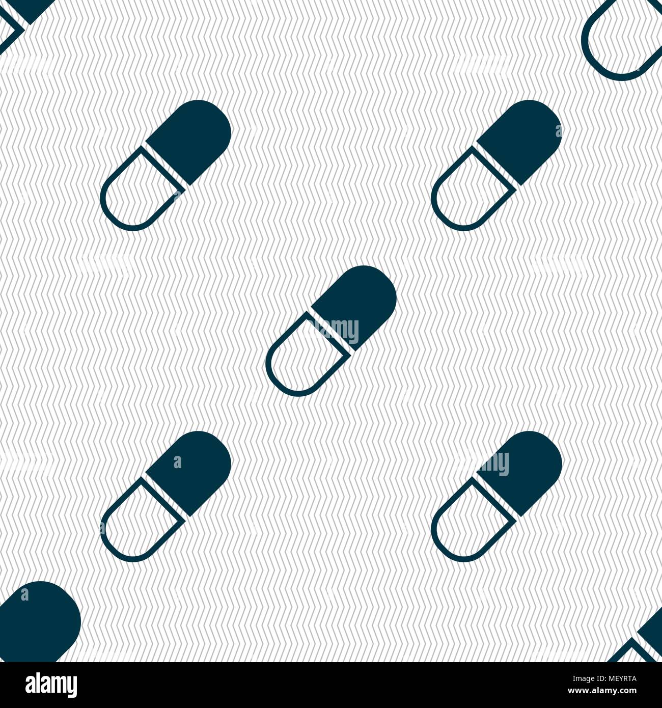pill icon sign. Seamless pattern with geometric texture. Vector ...