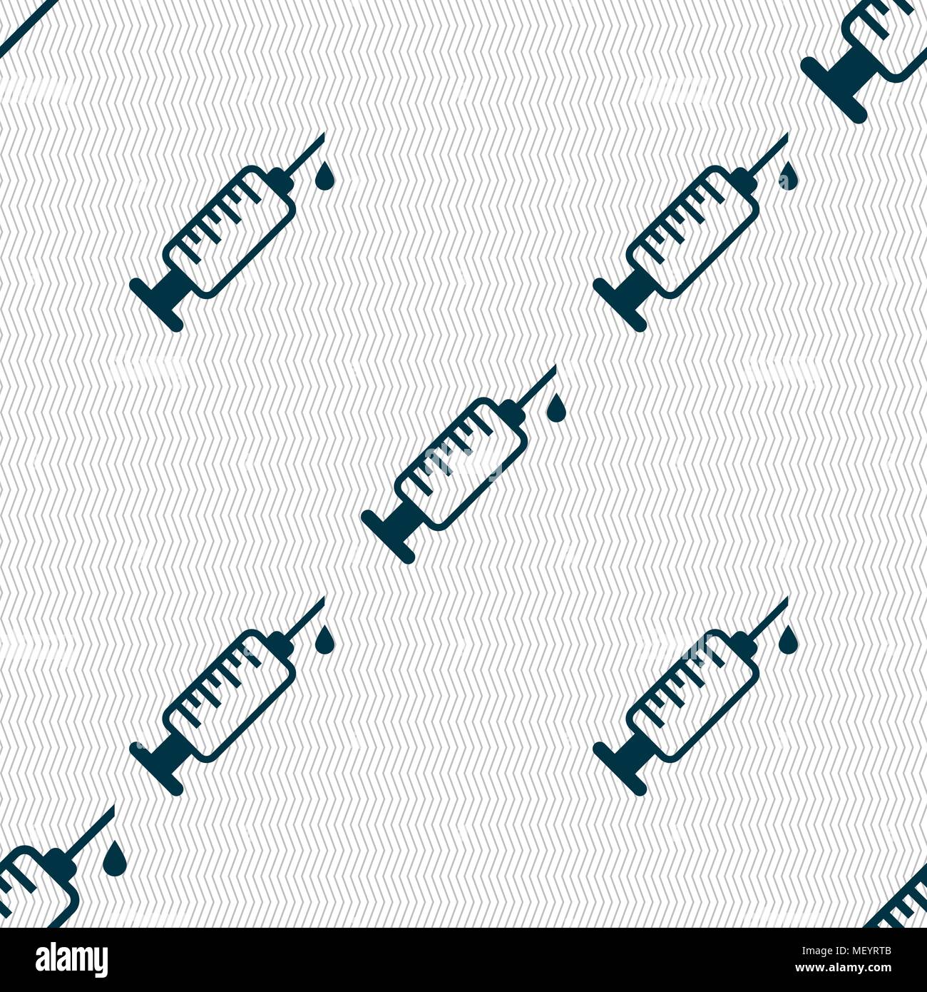 syringe icon sign. Seamless pattern with geometric texture. Vector ...