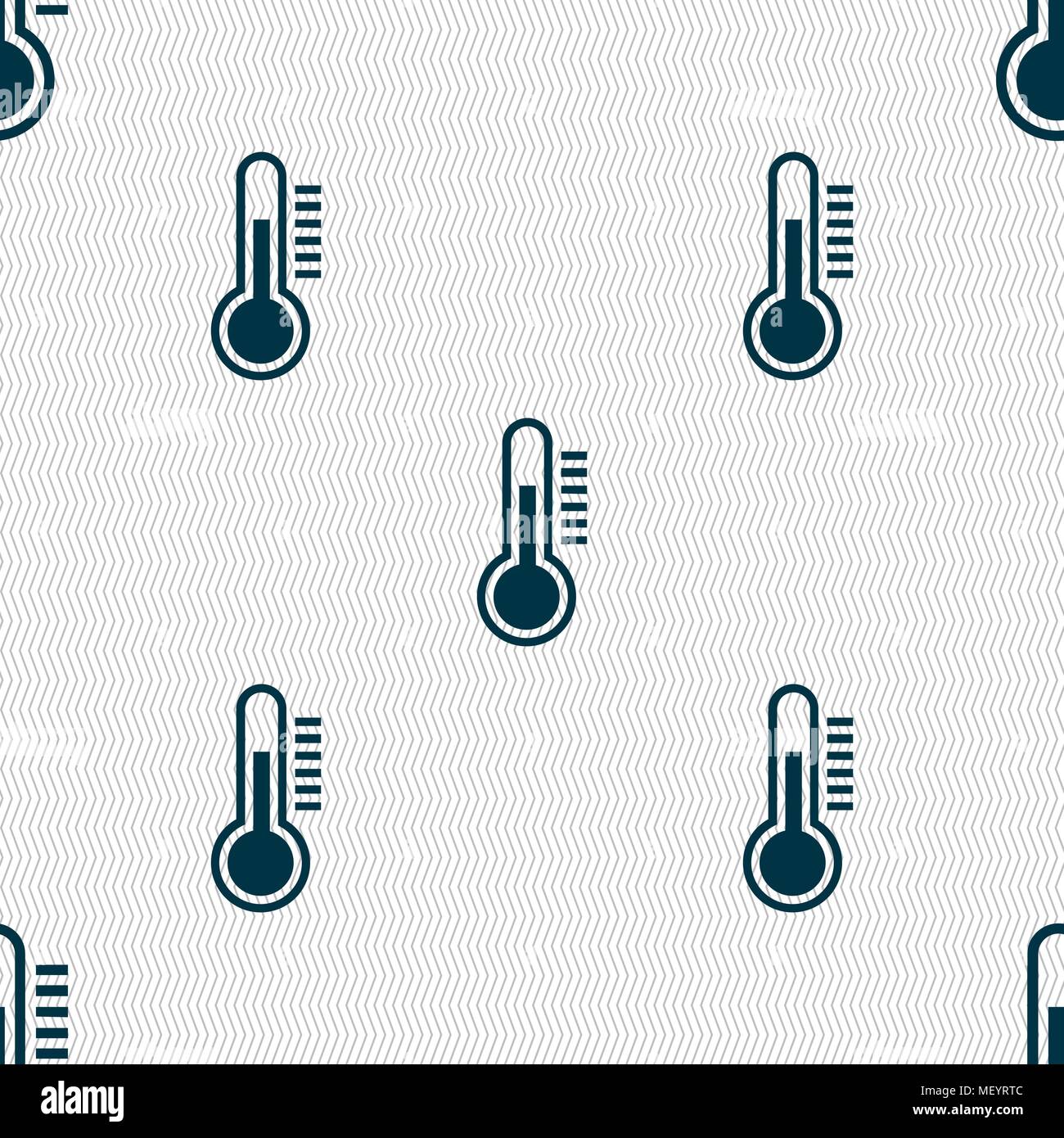 Thermometer icon sign. Seamless pattern with geometric texture. Vector ...