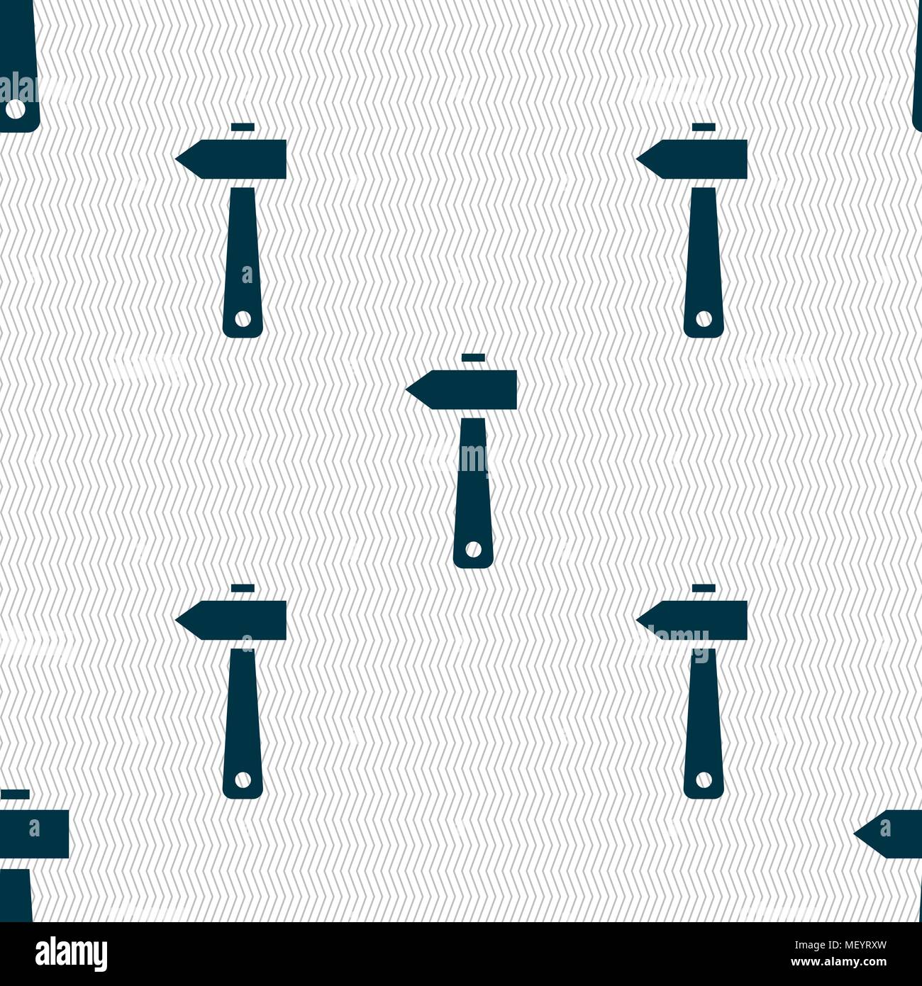 hammer icon sign. Seamless pattern with geometric texture. Vector ...
