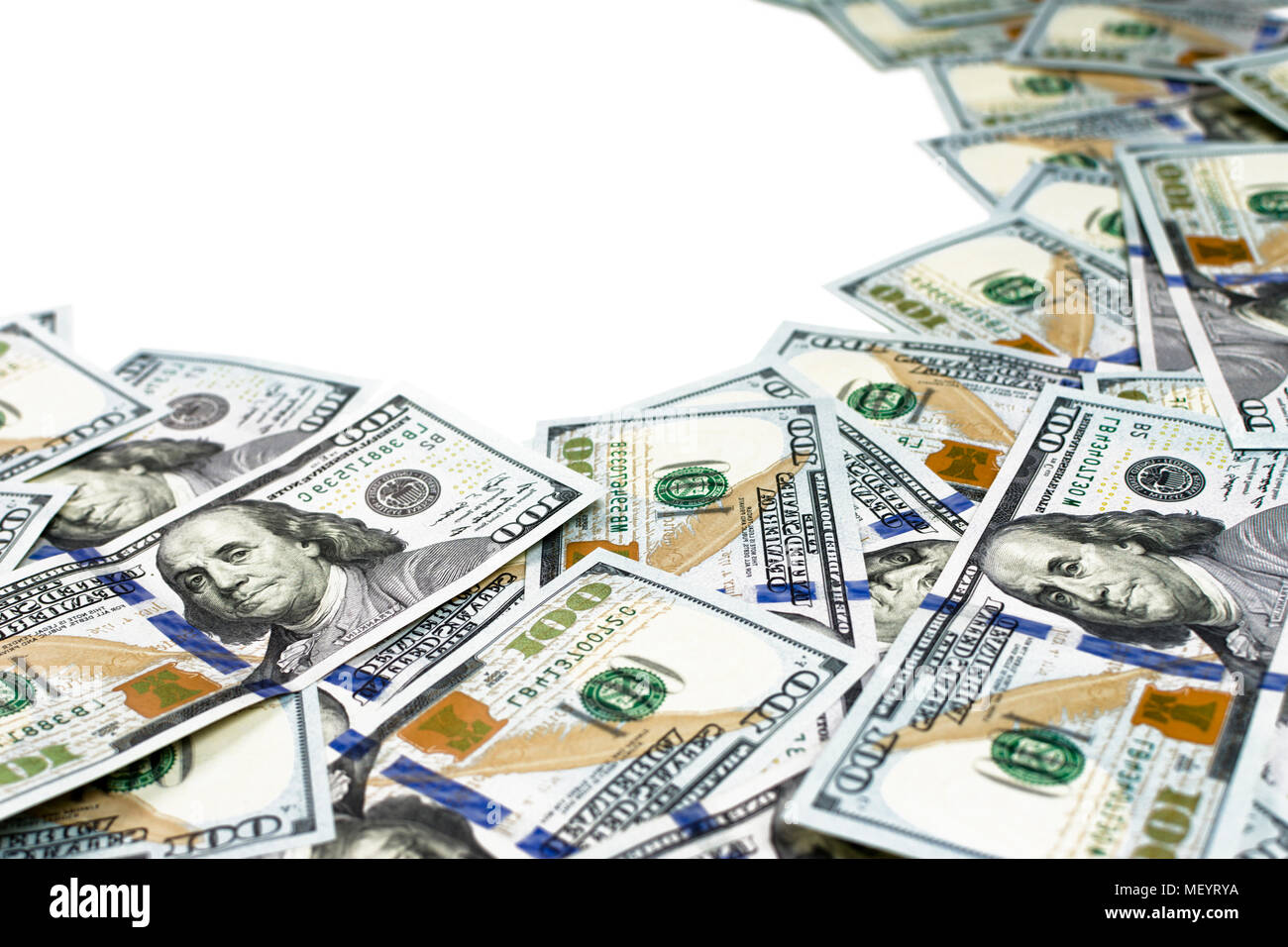 Dollars frame with copy-space. Isolated. mock-up Stock Photo - Alamy