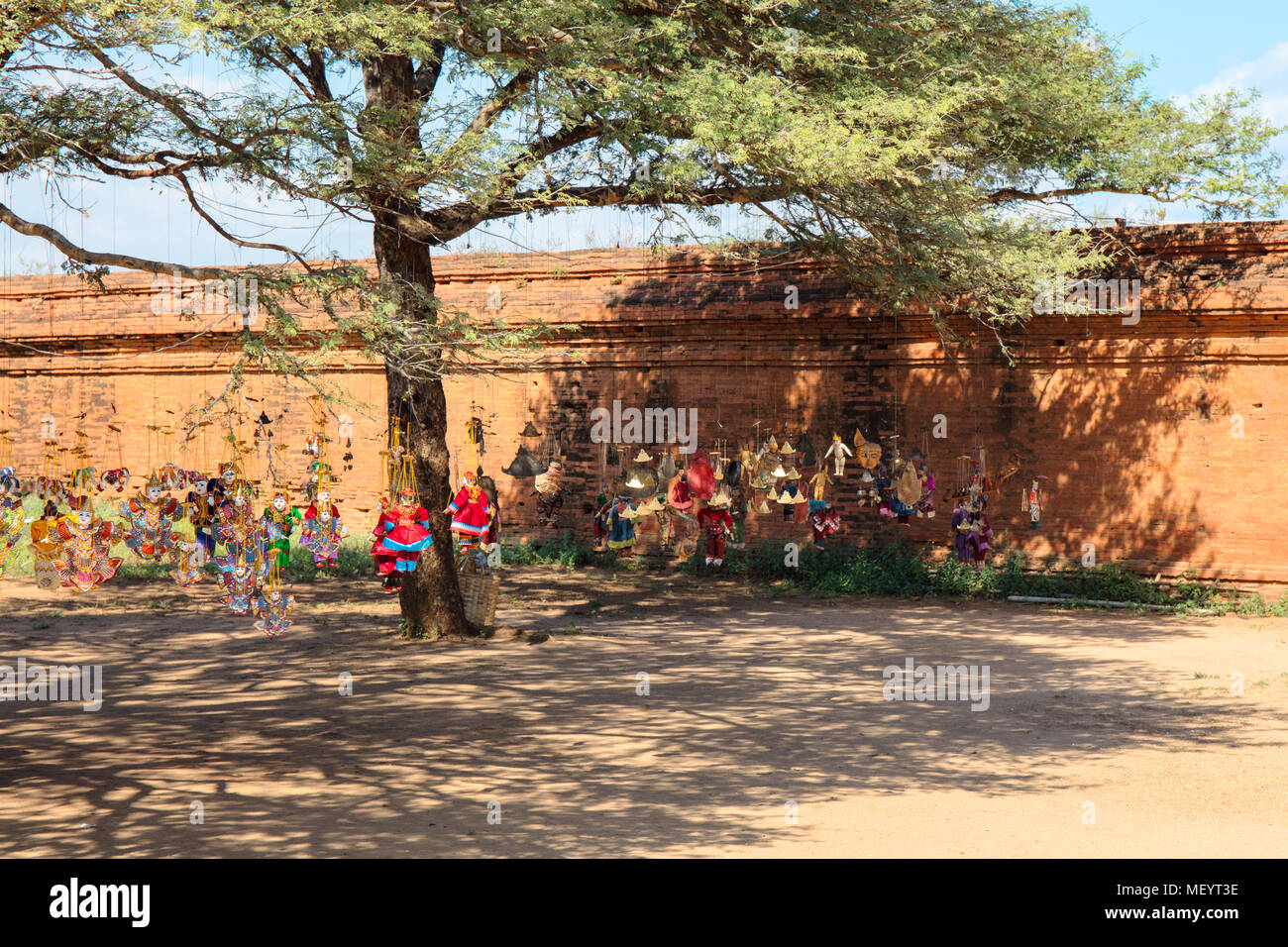 Wooden handmade traditional Burmese puppets. Bagan, Myanmar (Burma ...