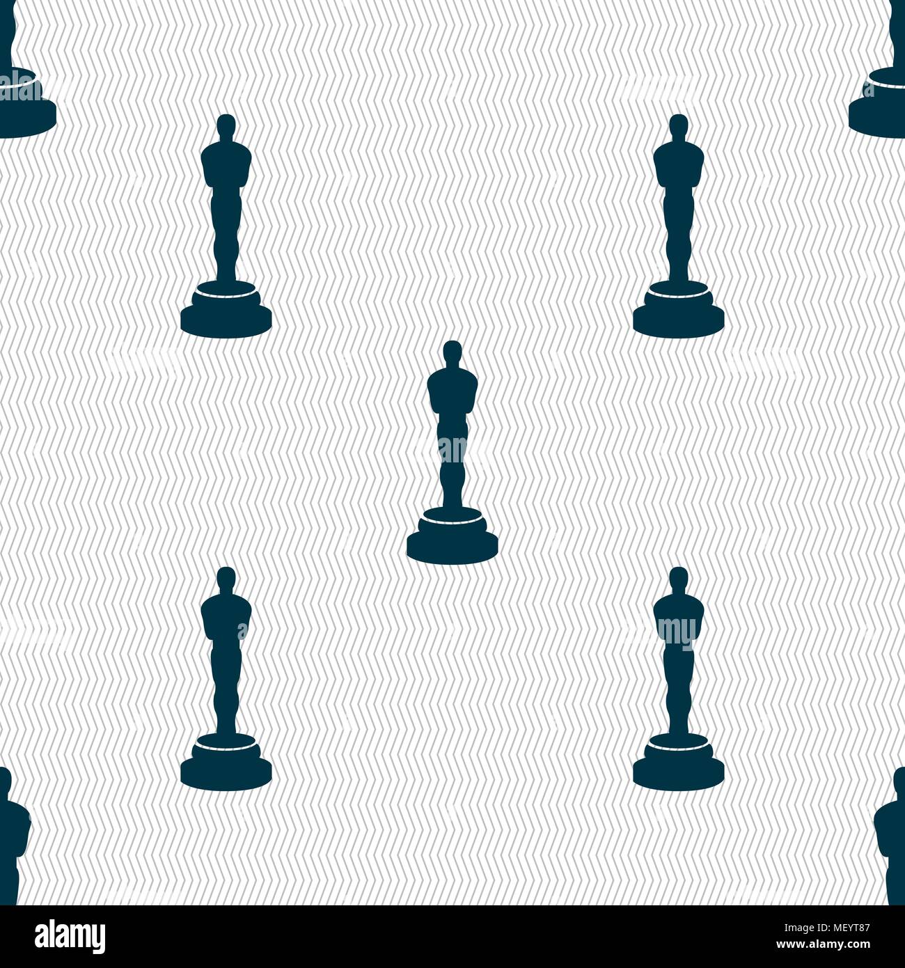 Oscar statuette icon sign. Seamless pattern with geometric texture ...
