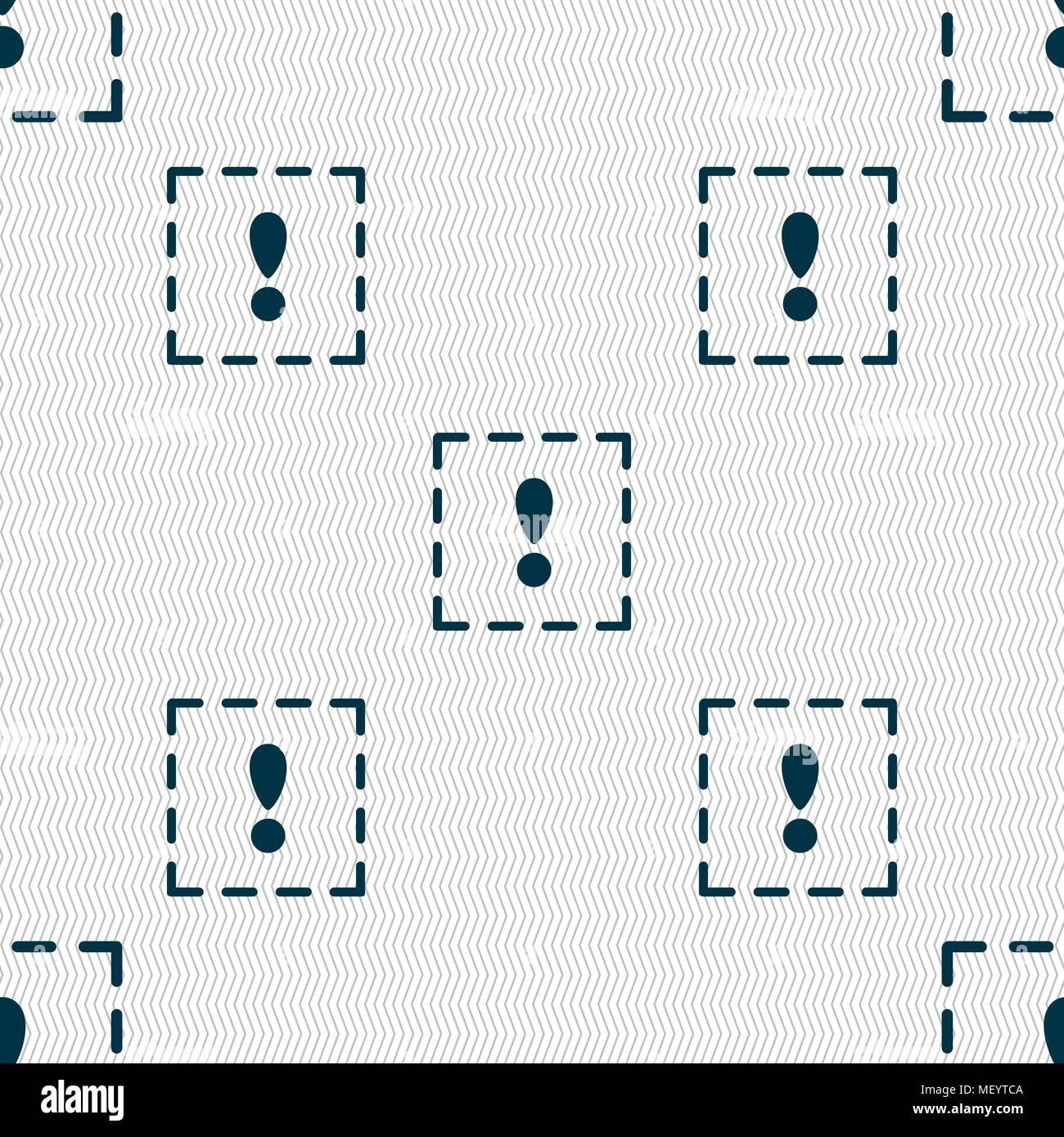 The exclamation point in a square icon sign. Seamless pattern with ...