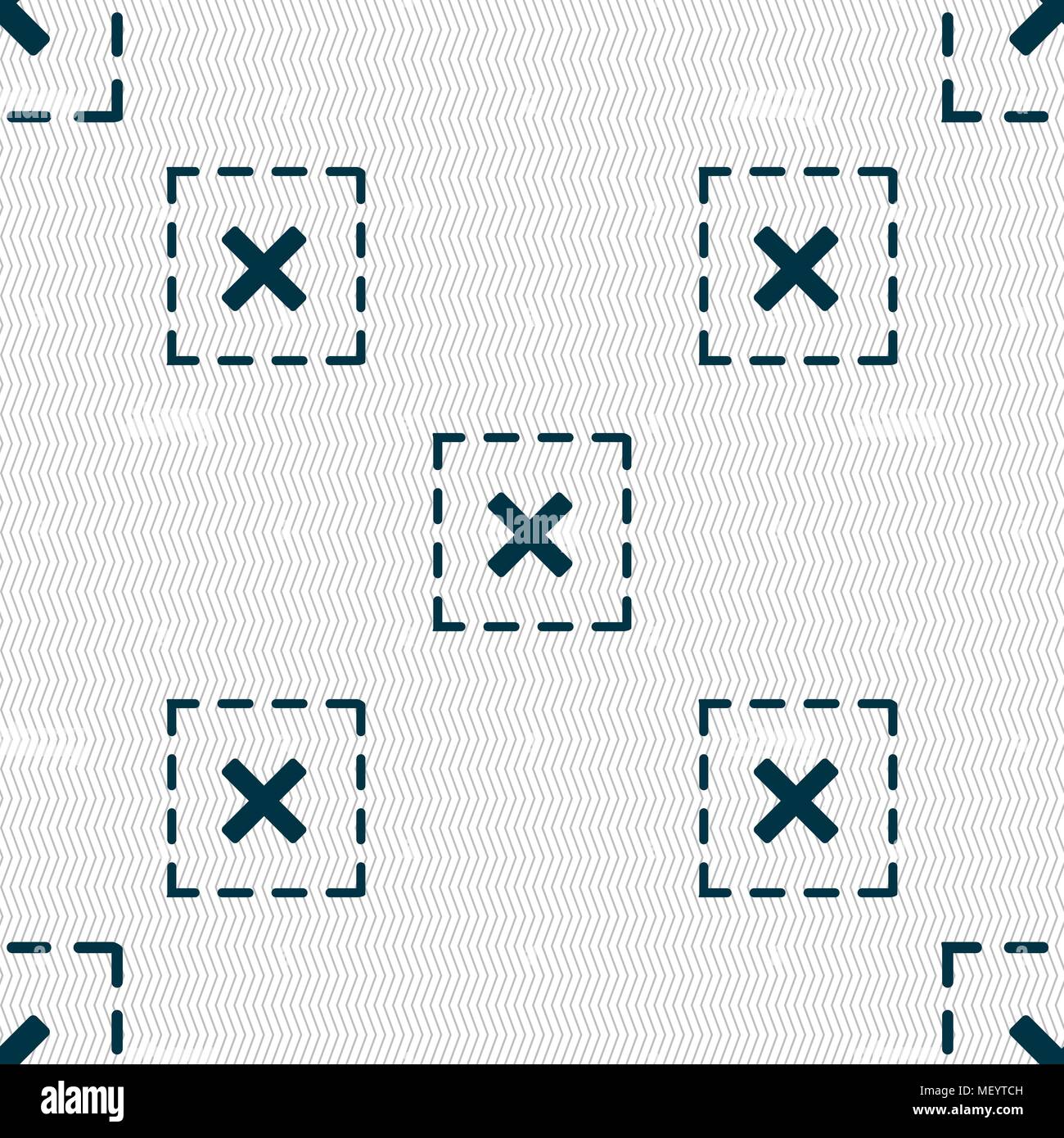 Cross in square icon sign. Seamless pattern with geometric texture ...