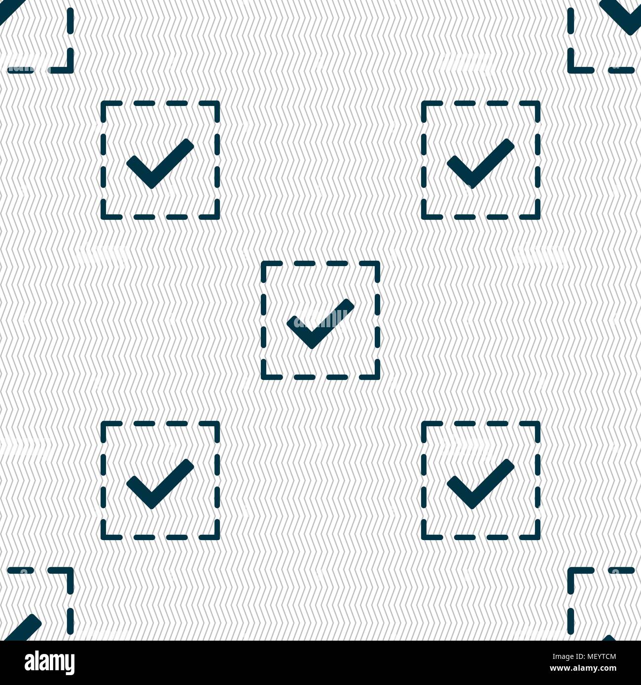 Check mark, tik icon sign. Seamless pattern with geometric texture ...