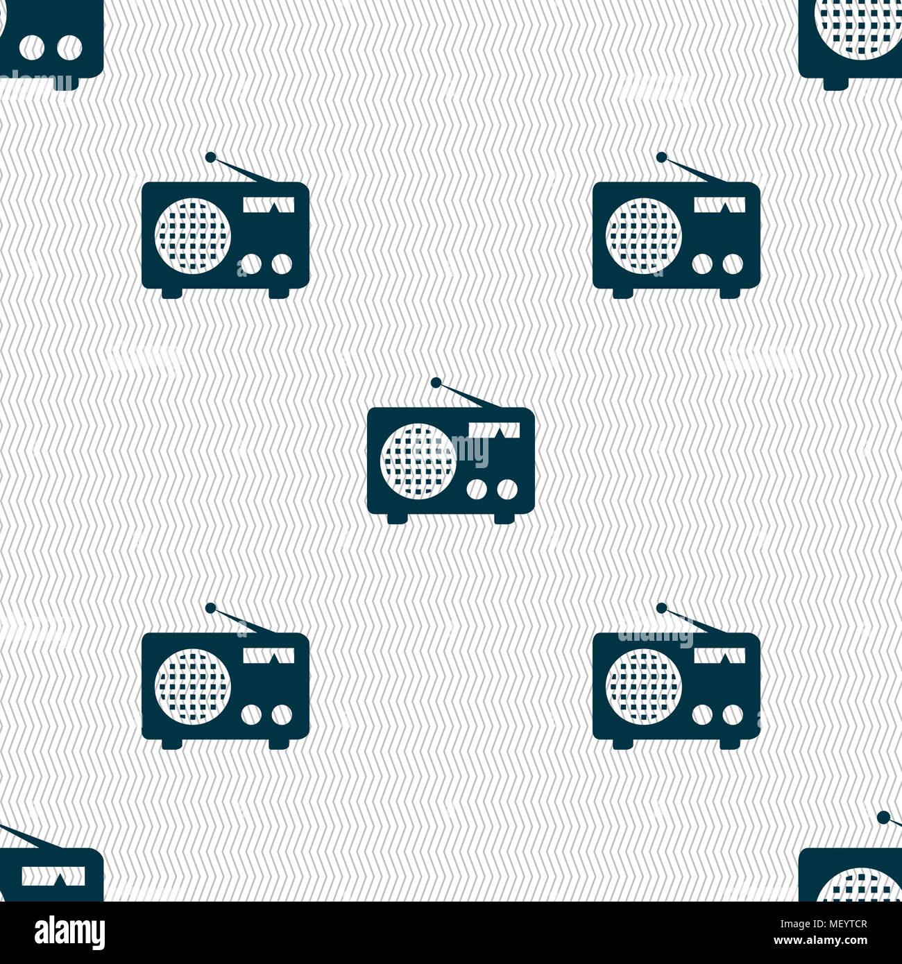 Retro radio icon sign. Seamless pattern with geometric texture. Vector ...
