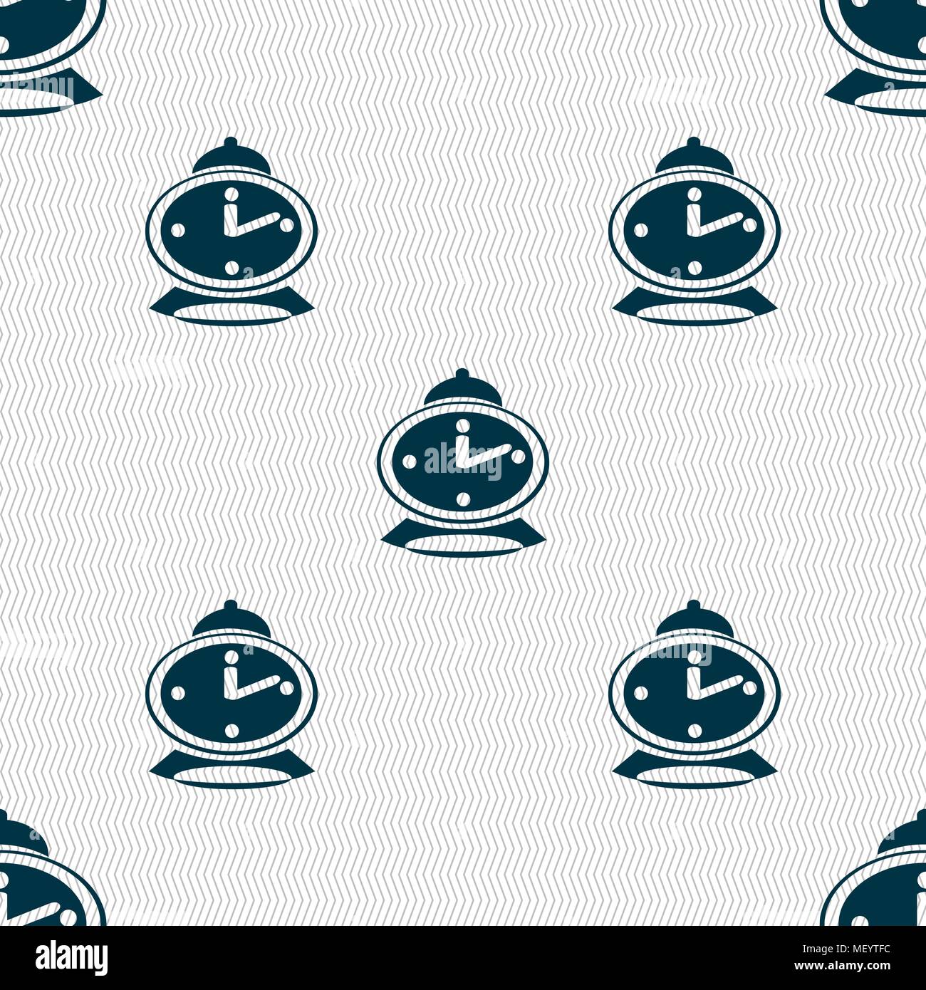alarm clock icon sign. Seamless pattern with geometric texture. Vector ...