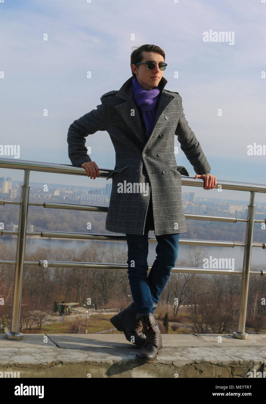 Male model posing in snow hi-res stock photography and images - Alamy