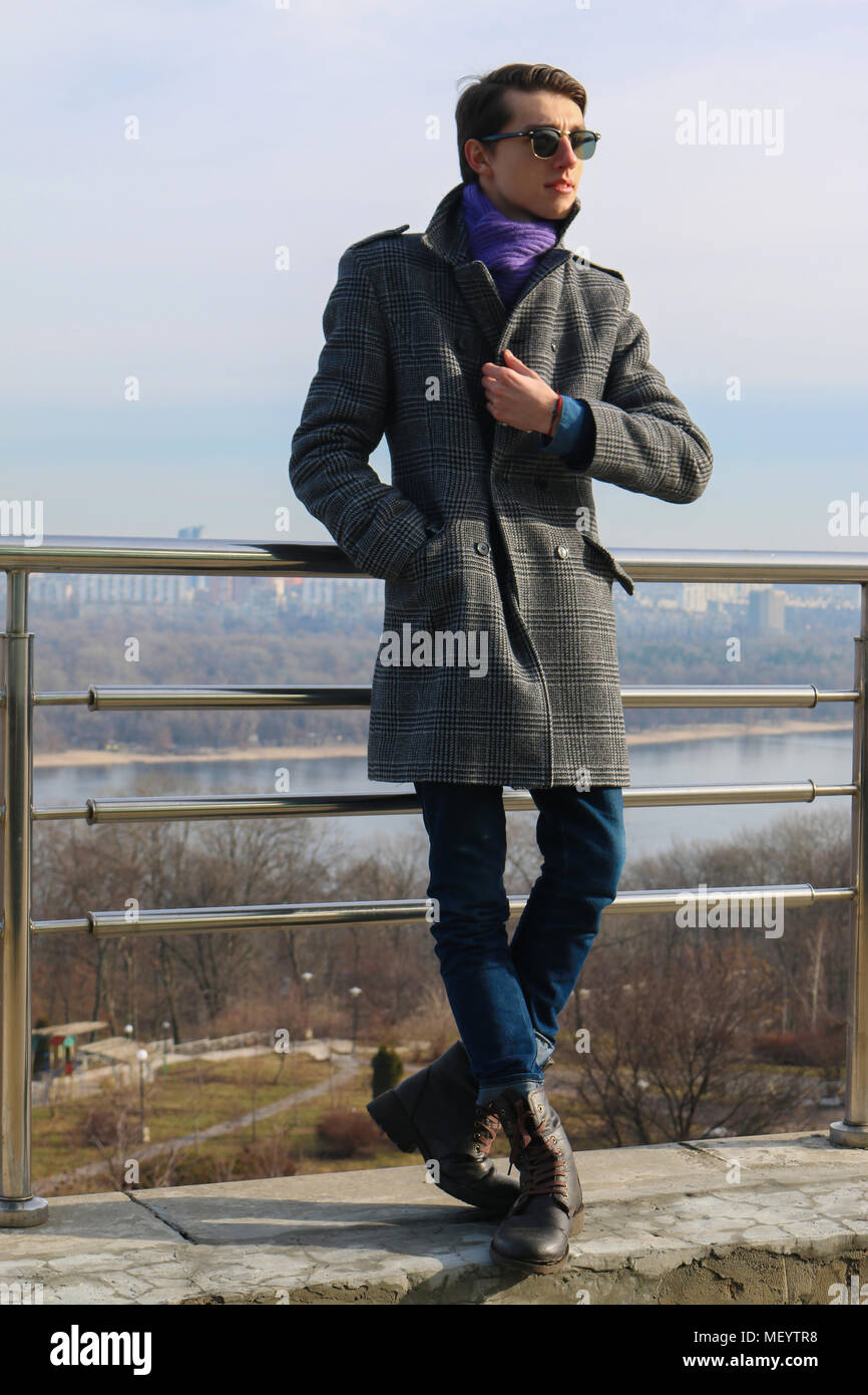 Male model posing in snow hi-res stock photography and images - Alamy