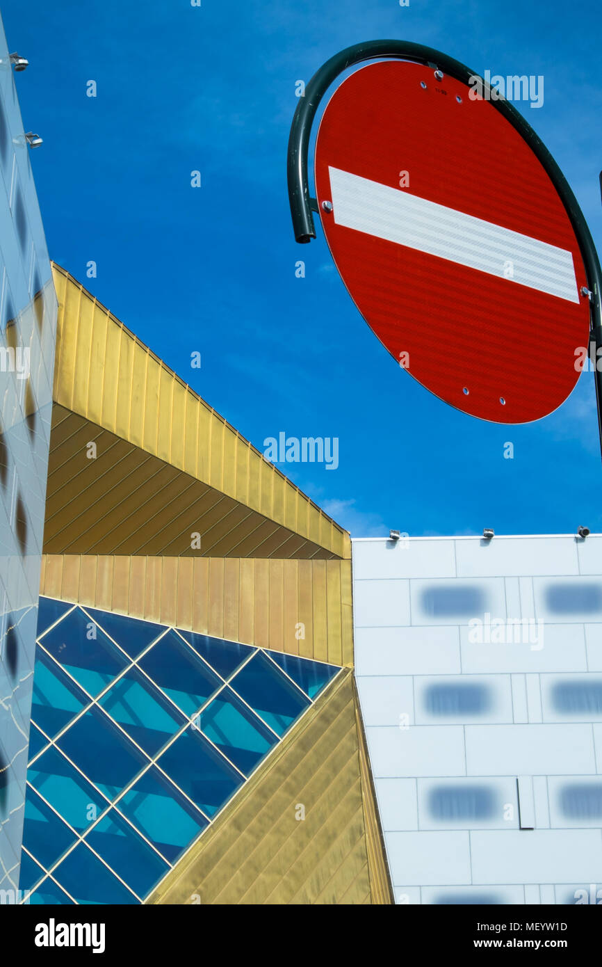 No Entry sign & modern buildings Stock Photo - Alamy