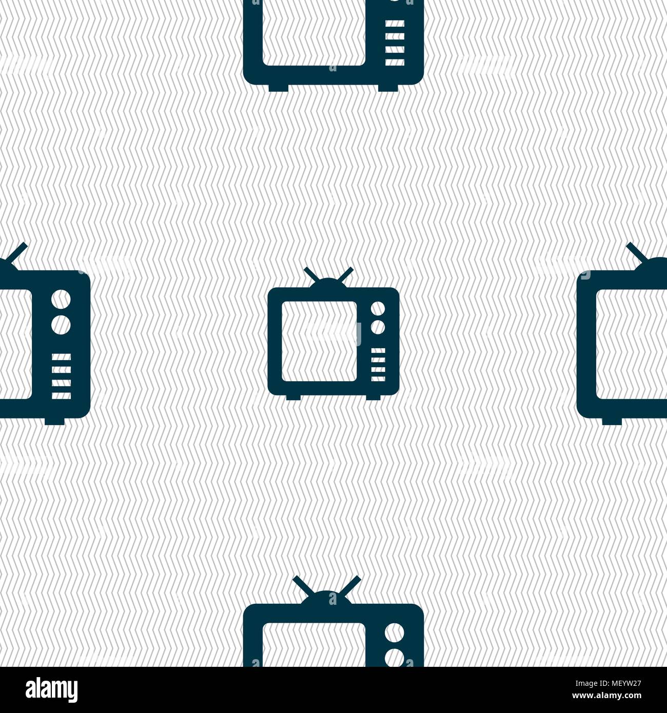 Old TV, Television icon sign. Seamless pattern with geometric texture ...