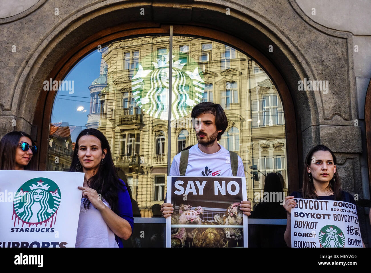 Opponents of the Starbucks Coffee supranational chain protested in ...