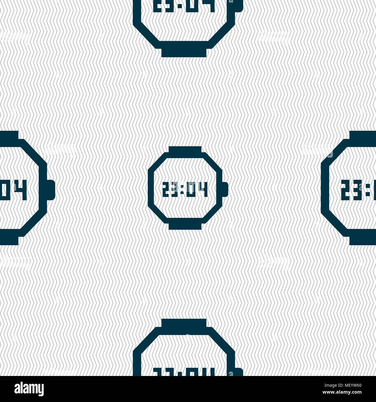 wristwatch icon sign. Seamless pattern with geometric texture. Vector ...