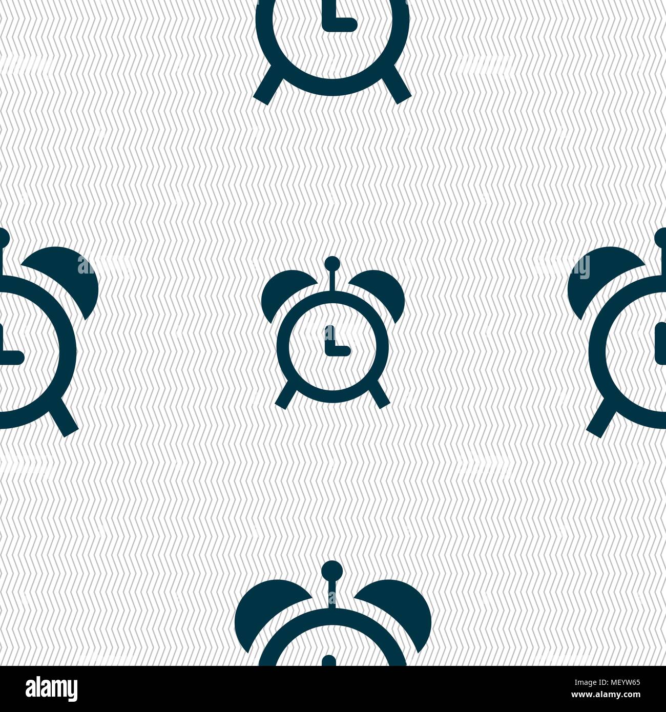 alarm clock icon sign. Seamless pattern with geometric texture. Vector ...