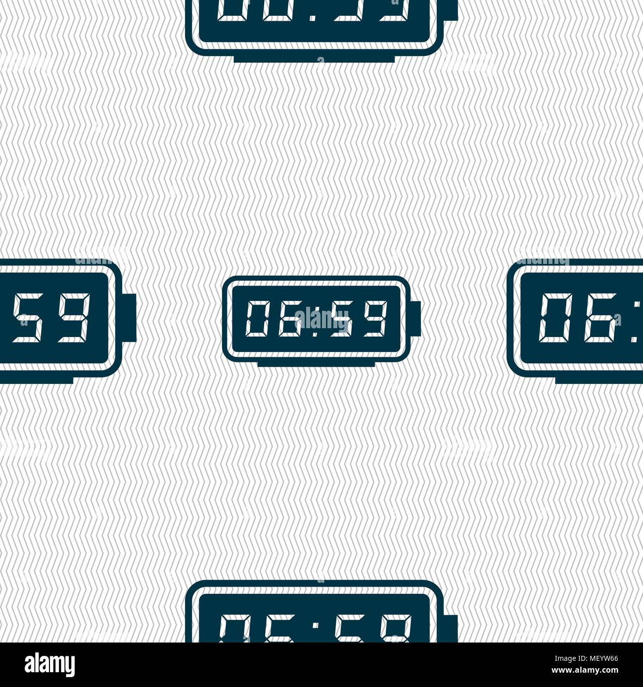 alarm clock icon sign. Seamless pattern with geometric texture. Vector ...