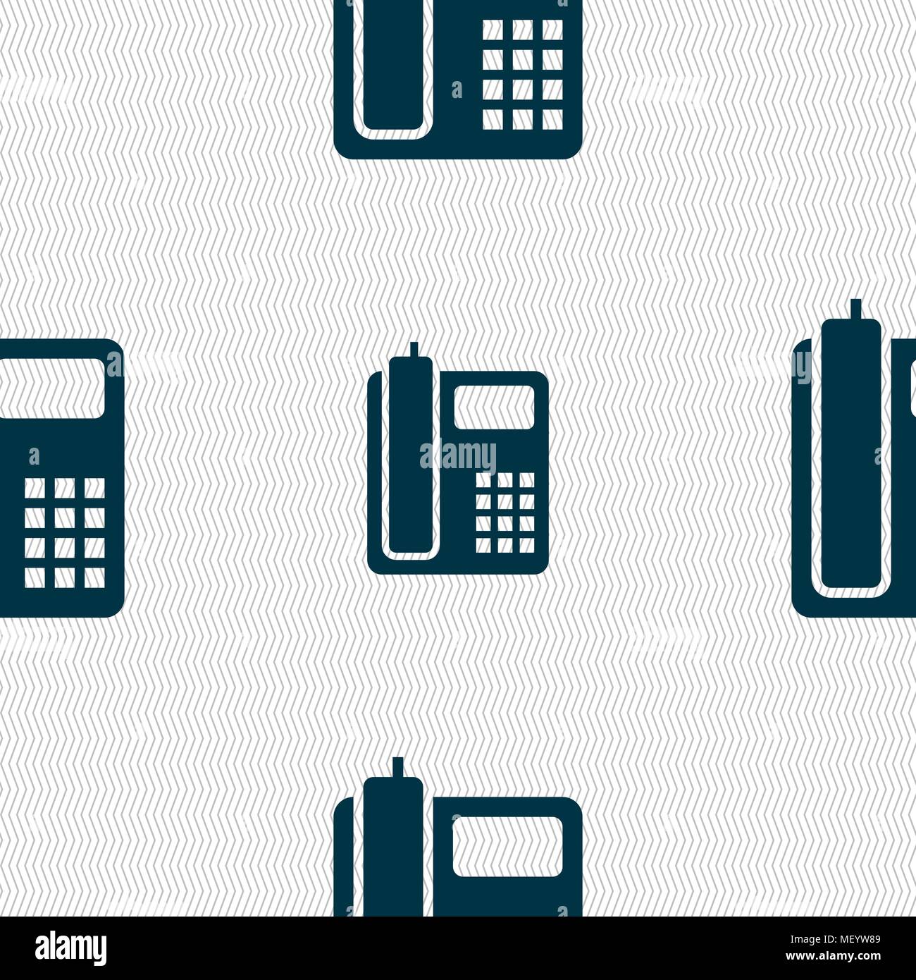 home phone icon sign. Seamless pattern with geometric texture. Vector ...
