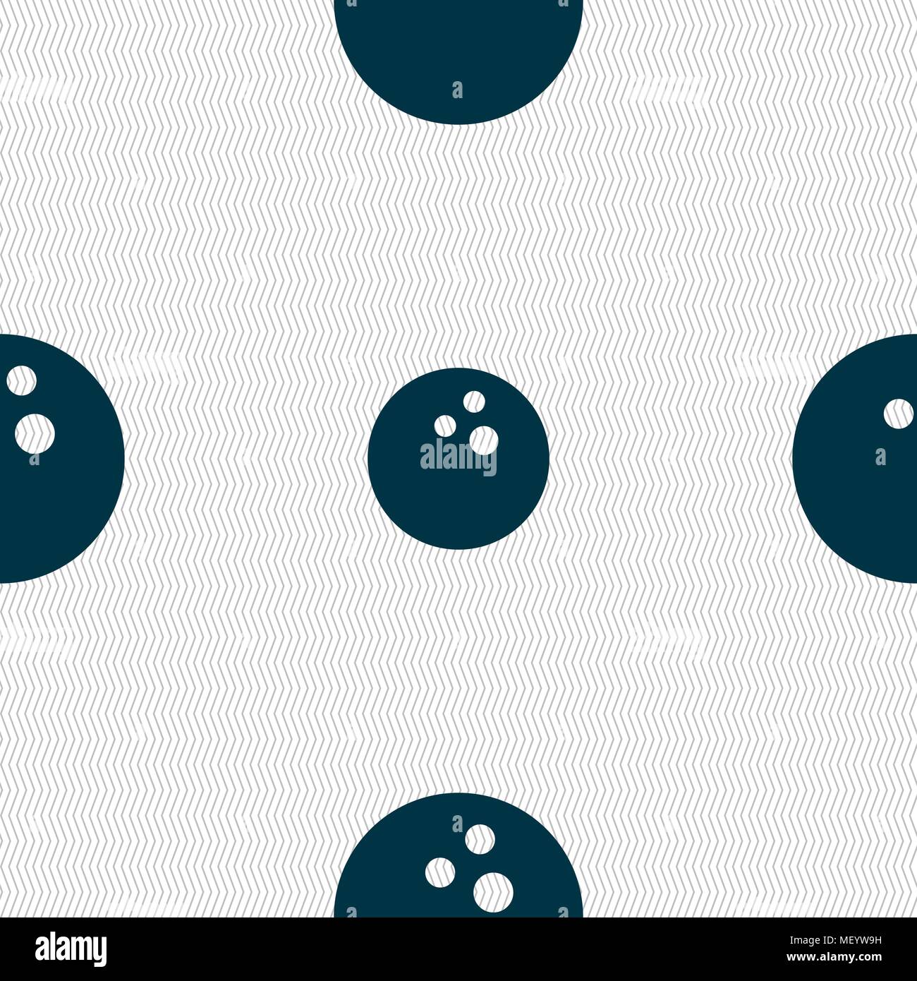 Bowling game, ball icon sign. Seamless pattern with geometric texture ...