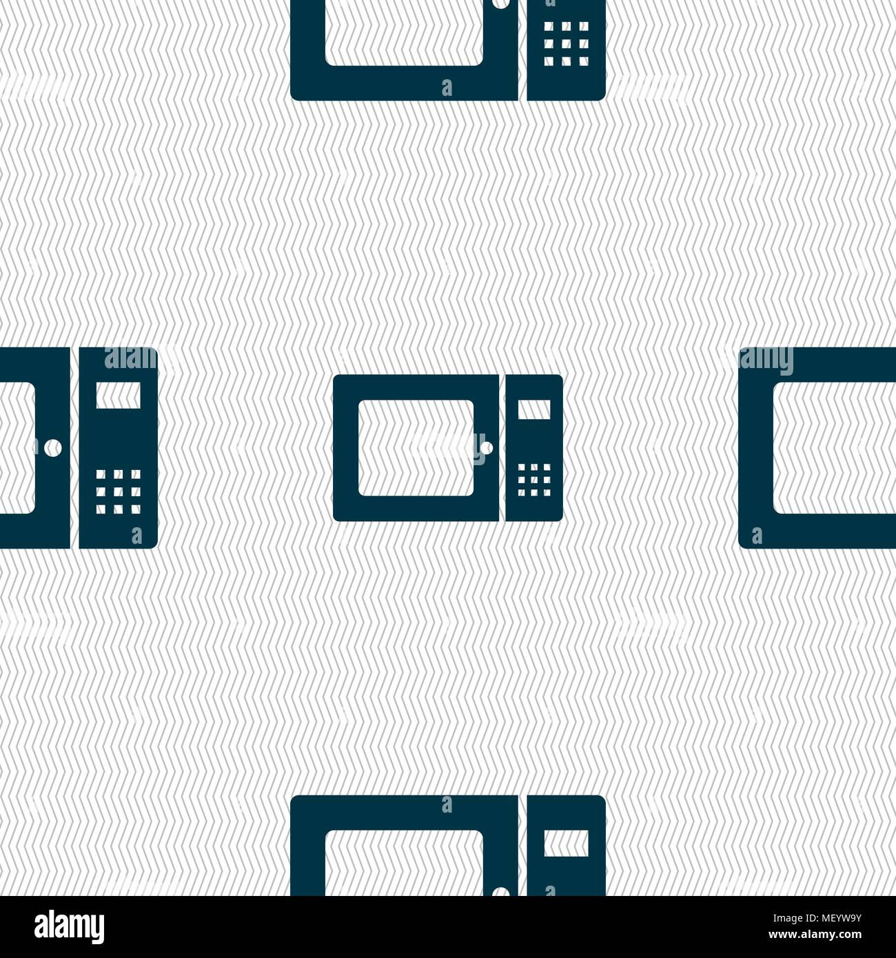 microwave icon sign. Seamless pattern with geometric texture. Vector ...
