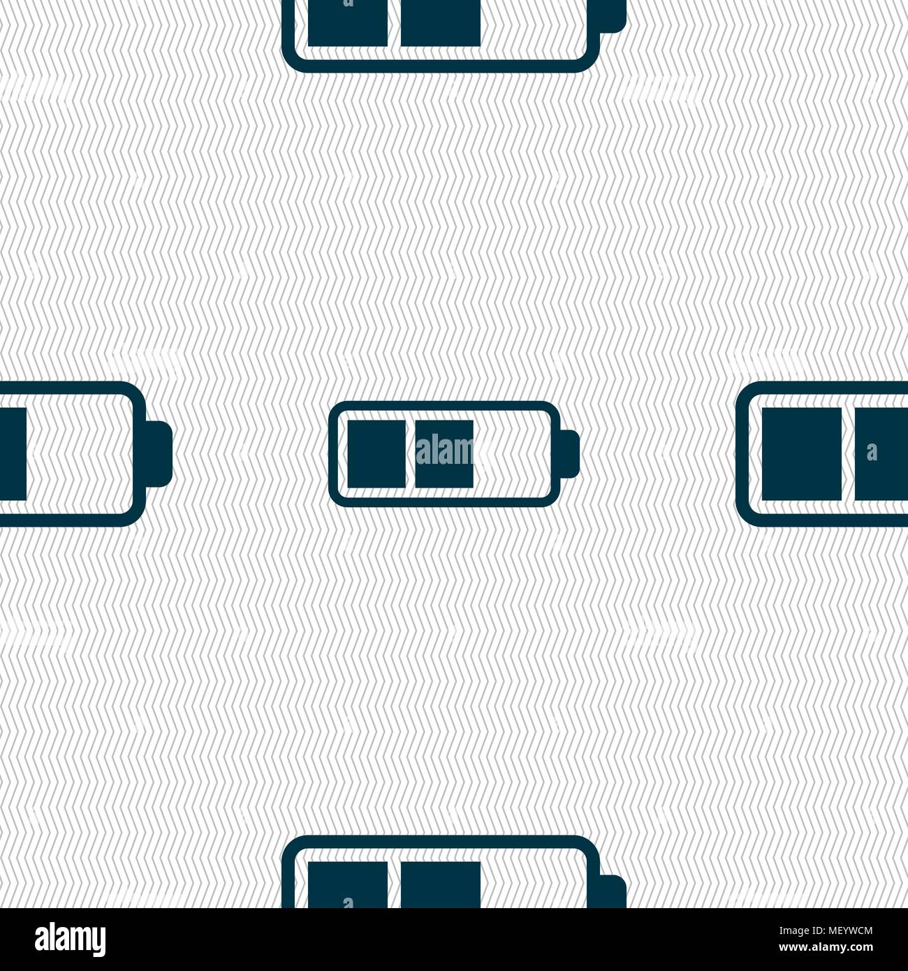 Battery half icon sign. Seamless pattern with geometric texture. Vector ...