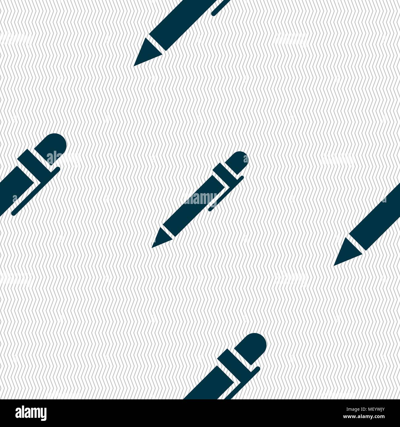 pen icon sign. Seamless pattern with geometric texture. Vector ...