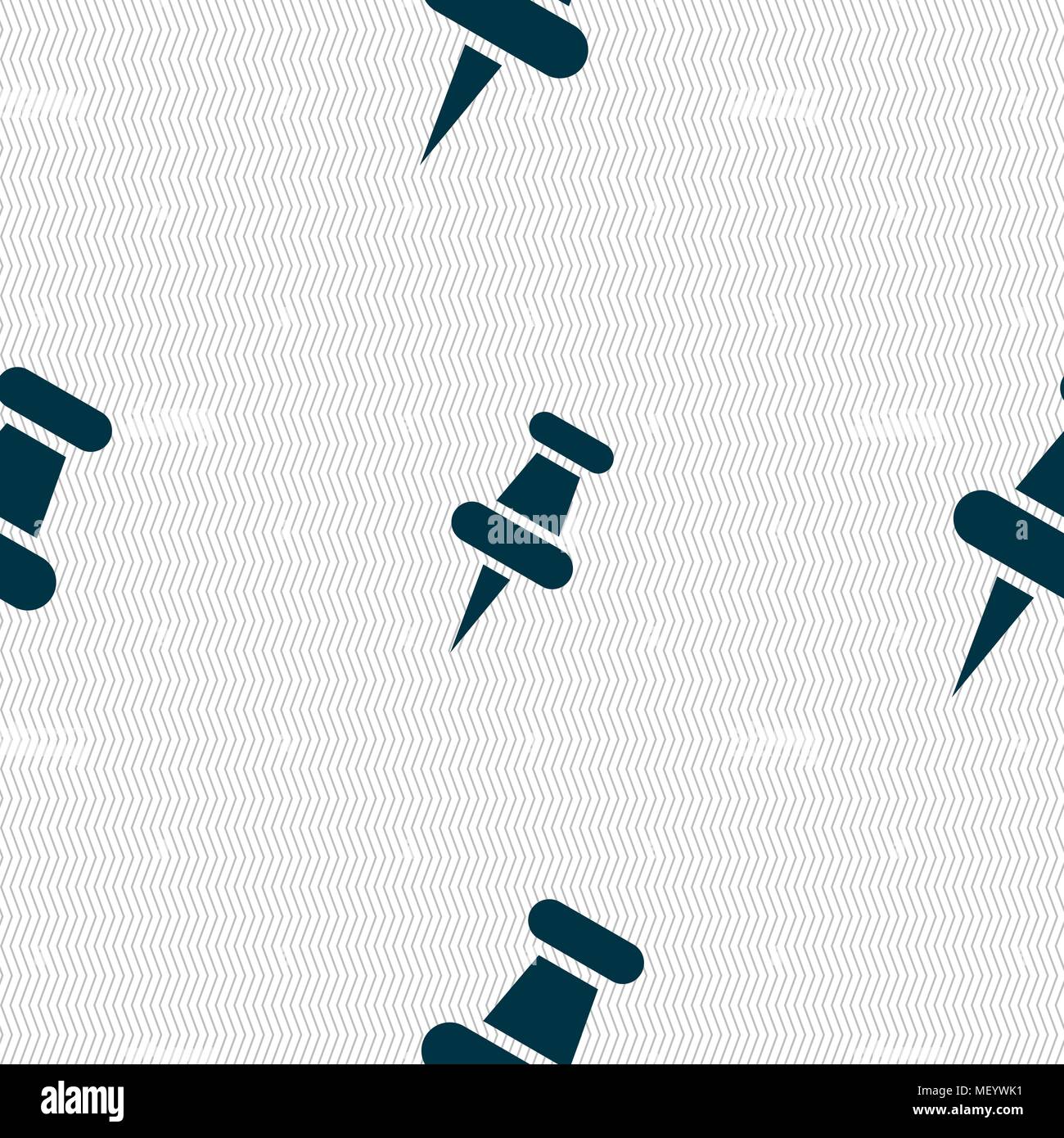 push pin icon sign. Seamless pattern with geometric texture. Vector ...