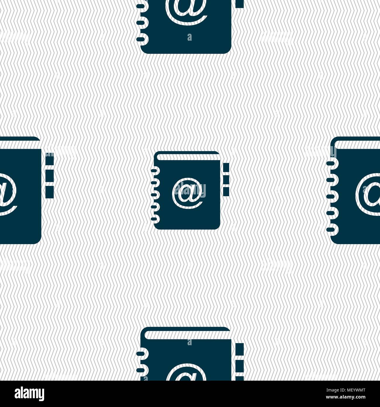 Notebook, address, phone book icon sign. Seamless pattern with ...