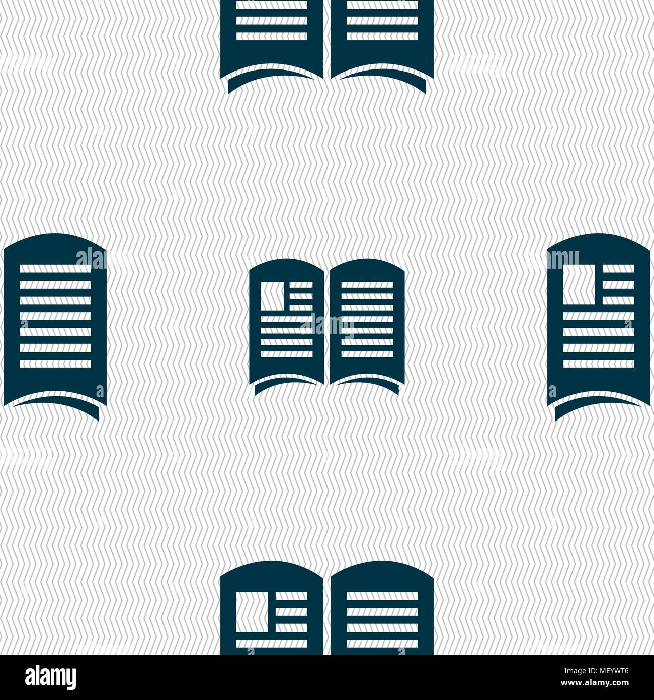 Newspaper icon sign. Seamless pattern with geometric texture. Vector ...
