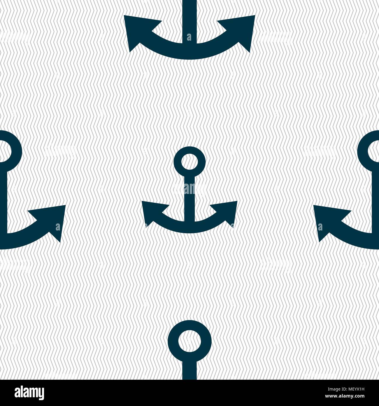Anchor icon sign. Seamless pattern with geometric texture. Vector ...