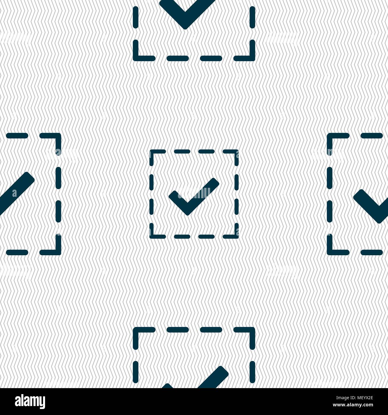 Check mark, tik icon sign. Seamless pattern with geometric texture ...
