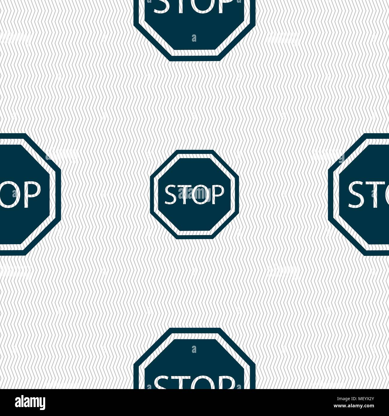 Stop icon sign. Seamless pattern with geometric texture. Vector ...