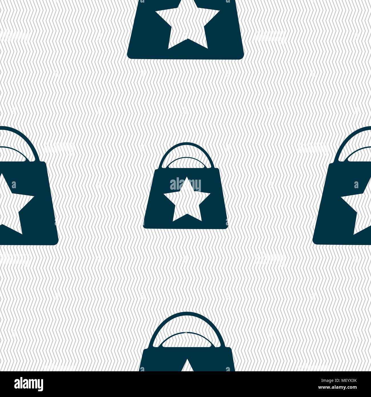 Shopping bag icon sign. Seamless pattern with geometric texture. Vector ...