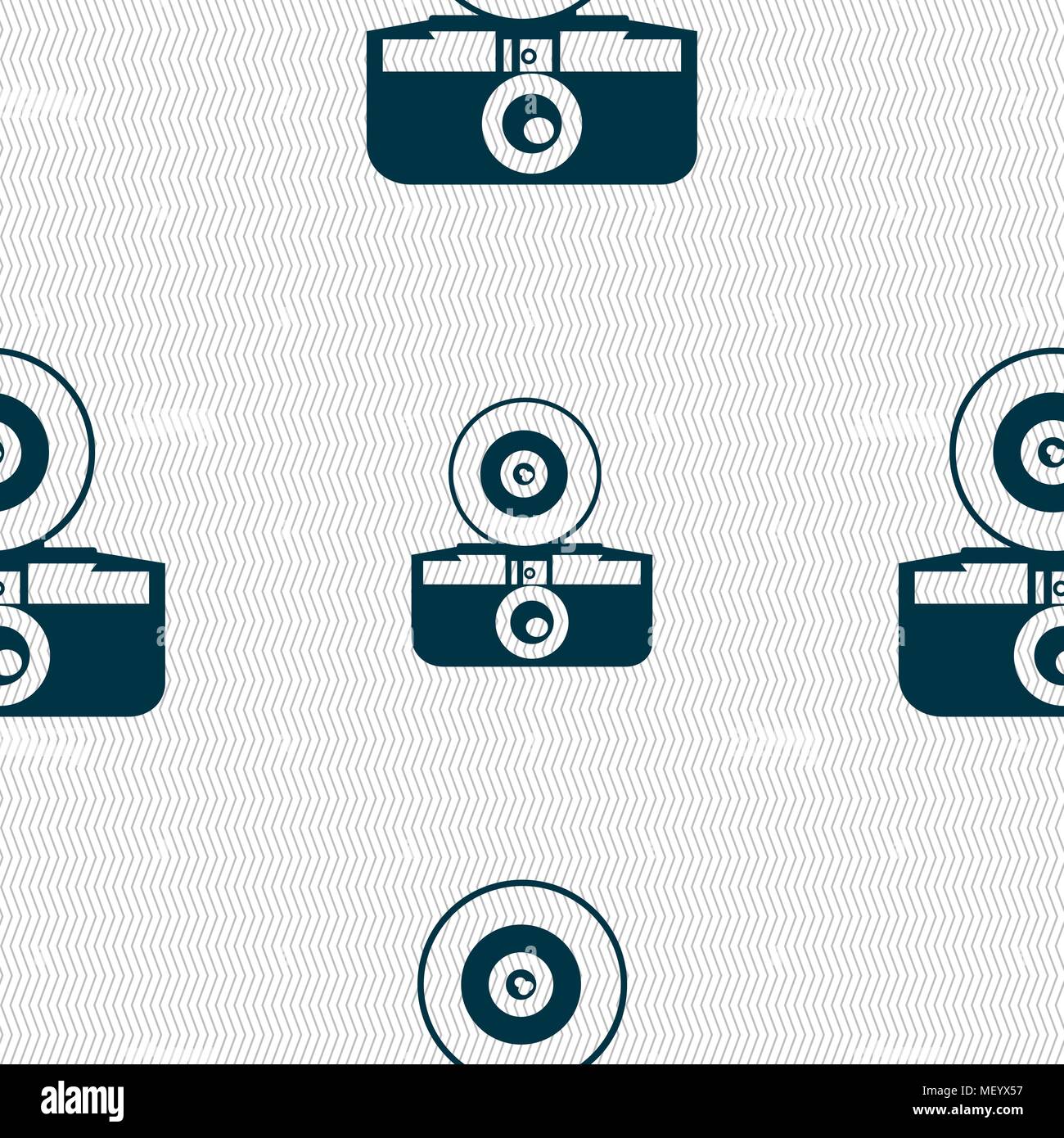 retro photo camera icon sign. Seamless pattern with geometric texture ...