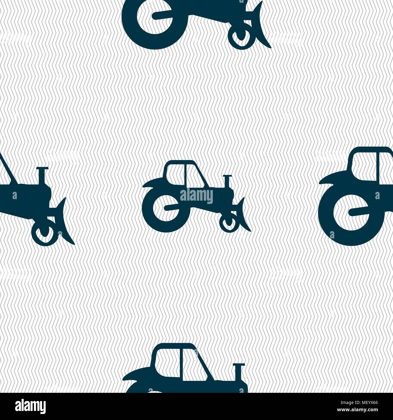 Tractor icon sign. Seamless pattern with geometric texture. Vector ...