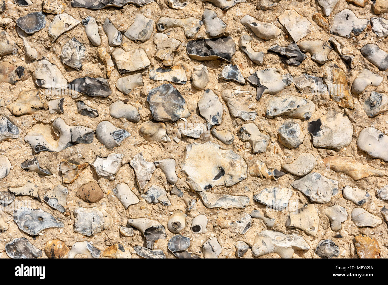 A close up of a flint wall, could be used as a texture or background ...