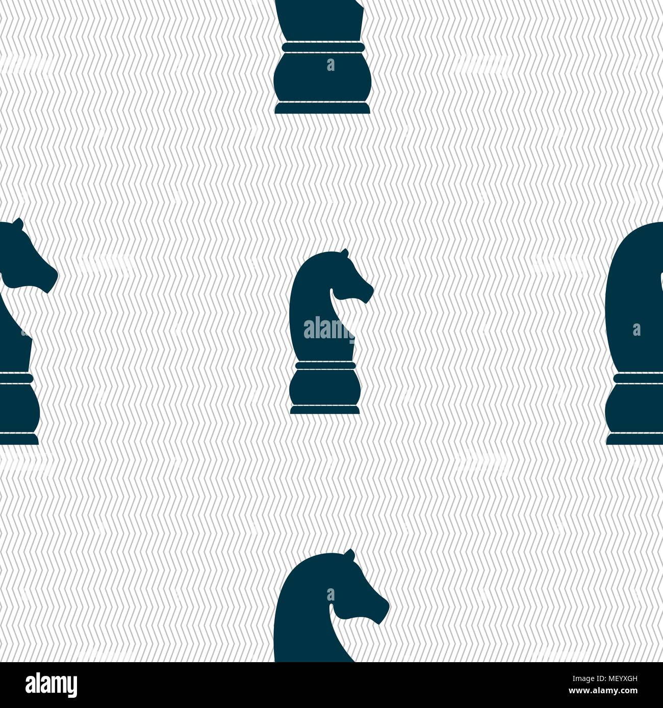 Chess knight icon. sign. Seamless pattern with geometric texture ...
