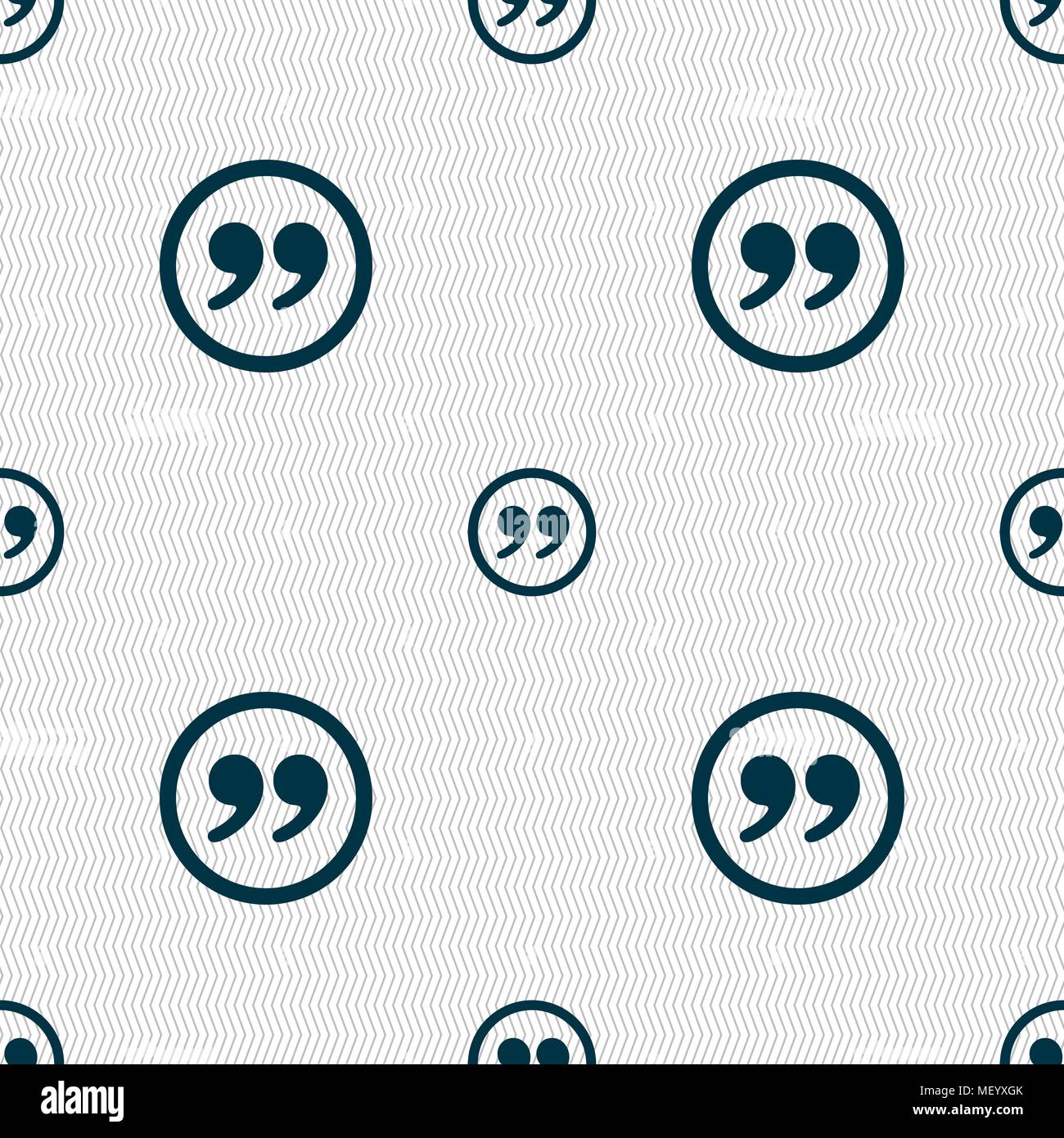 Double quotes icon sign. Seamless pattern with geometric texture ...
